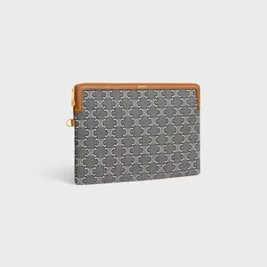 Celine Small Pouch With Strap In Jacquard Triomphe