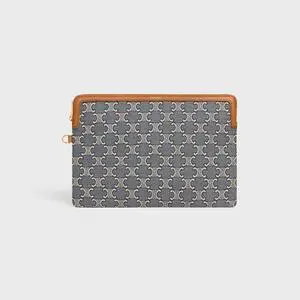 Celine Small Pouch With Strap In Jacquard Triomphe