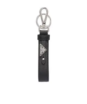 Prada Logo Plaque Keyring - Black