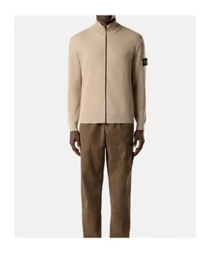 Stone Island Logo Patch Zip-up Jumper