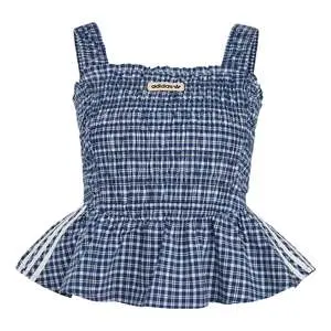 Adidas Plaid Peplum Vest - Blue