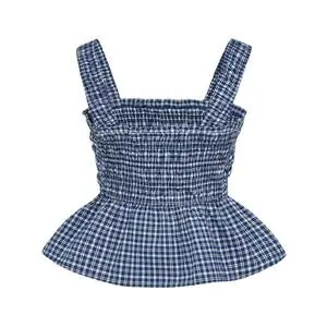 Adidas Plaid Peplum Vest - Blue