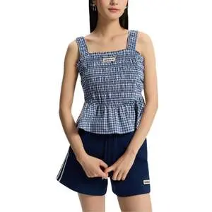 Adidas Plaid Peplum Vest - Blue