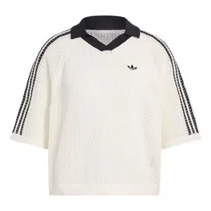 Adidas Short Sleeve Knit Polo Shirt With Classic Collar - White/black