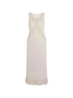 Rabanne Embellished Crochet Midi Dress - Neutrals