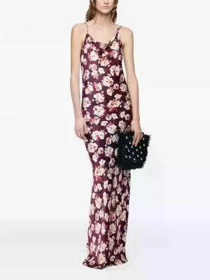 Rabanne Floral Patterned Chain-link Maxi Dress - Red