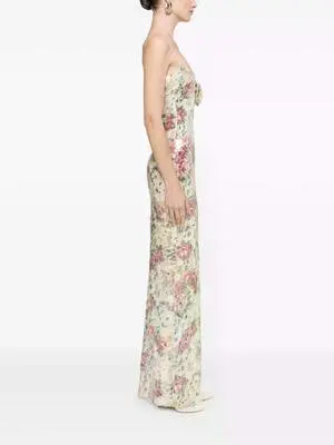 NISSA Floral Appliqué Maxi Dress