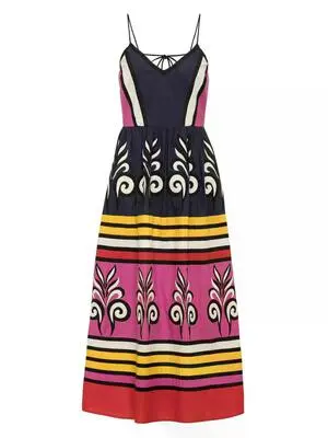 Carolina K Graphic Print Striped V-neck Dress