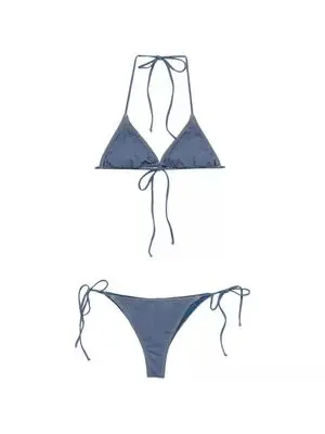 MC2 SAINT BARTH Denim Effect Triangle Bikini - Blue