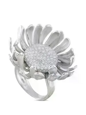 ANNAMARIA 18k White Gold Diamond Flower Ring - Silver