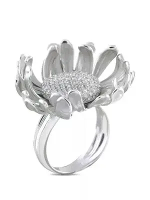 ANNAMARIA 18k White Gold Diamond Flower Ring