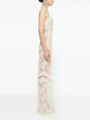 NISSA Beaded Lace-trim Maxi Dress