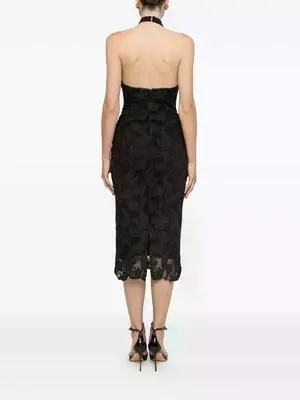 NISSA Flower Appliqué Midi Dress