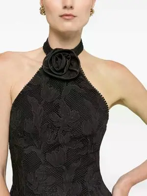 NISSA Flower Appliqué Midi Dress