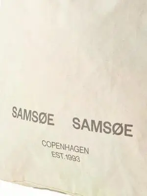 SAMSOE SAMSOE Logo Print Cotton Tote Bag