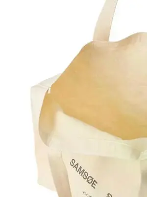 SAMSOE SAMSOE Logo Print Cotton Tote Bag