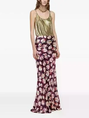 Rabanne Floral Silk Maxi Skirt - Pink