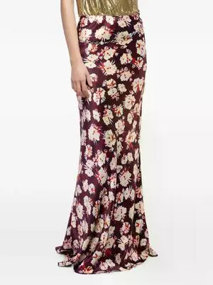 Rabanne Floral Silk Maxi Skirt - Pink