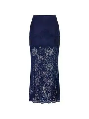 Rabanne Lace-panelled Jersey Midi Skirt - Blue