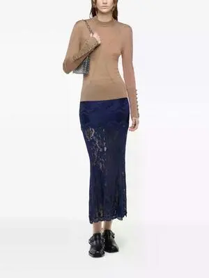 Rabanne Lace-panelled Jersey Midi Skirt