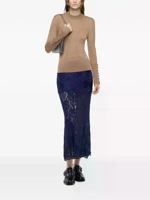 Rabanne Lace-panelled Jersey Midi Skirt
