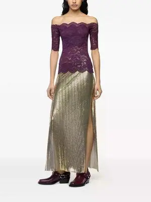 Rabanne Metallic Mesh-knit Midi Skirt