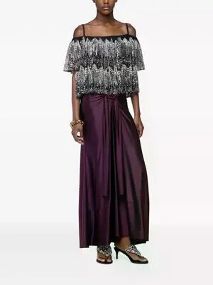 Rabanne Embroidered Boat Neck Blouse - Black
