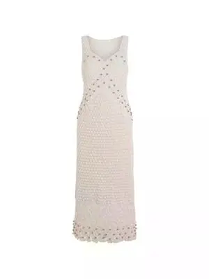Rabanne Embellished Crochet Midi Dress - Neutrals