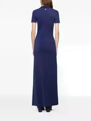 Rabanne Piercing Detail Polo-collar Maxi Dress
