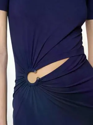 Rabanne Piercing Detail Polo-collar Maxi Dress