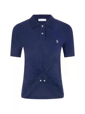 Rabanne Monogram Motif Piercing Detail Polo Shirt - Blue
