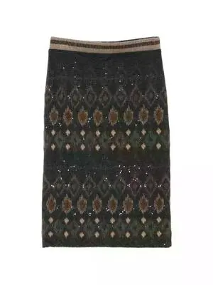 Brunello Cucinelli Textured Diamond-knit Skirt With Sequin Embellishment
