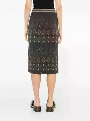 Brunello Cucinelli Textured Diamond-knit Skirt With Sequin Embellishment