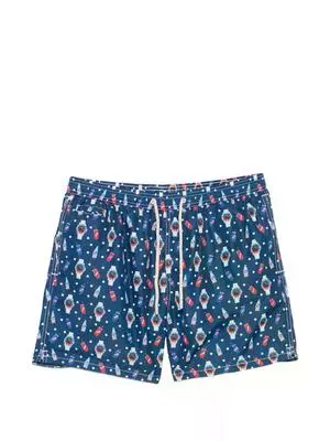 MC2 SAINT BARTH Graphic Print Drawstring Swim Shorts - Blue