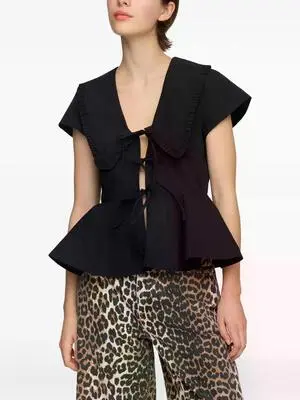 GANNI Ruffled Collar Peplum Blouse