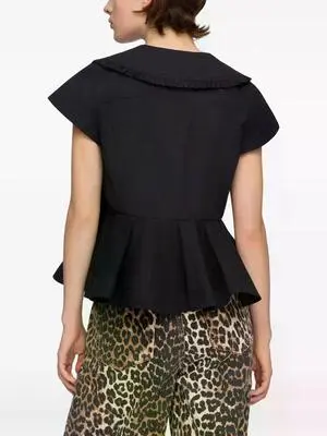 GANNI Ruffled Collar Peplum Blouse
