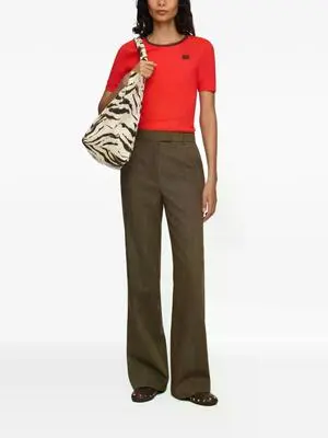 GANNI Logo Embroidered Tiger Print Tote Bag - Neutrals