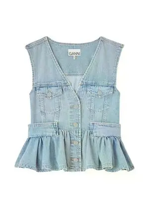 GANNI Peplum Denim Vest