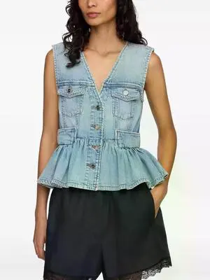 GANNI Peplum Denim Vest