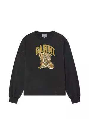 GANNI Tiger-print Long-sleeve T-shirt