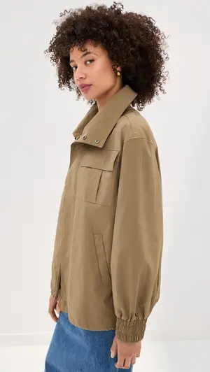 LE BOP Aubrey Jacket With Funnel Neck And Zip Front - Hazelnut