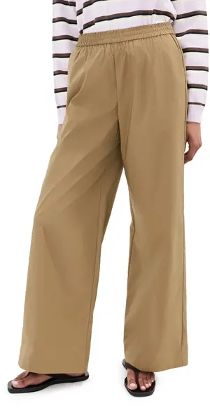 LE BOP Arden Satin Wide Leg Pants - Hazelnut