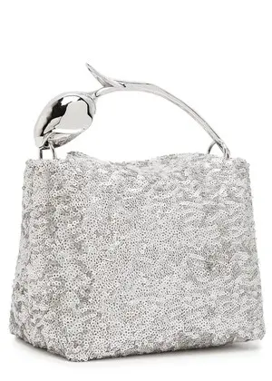 Erdem Sequin Embellished Top Handle Bag - Silver