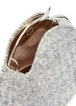Erdem Sequin Embellished Top Handle Bag - Silver