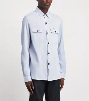 Isaia Cotton-linen Stripe Overshirt