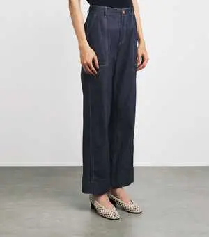 Lafayette 148 New York Chambray Straight Trousers