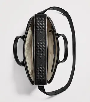 Bottega Veneta Intrecciato Leather Getaway Briefcase - Grey