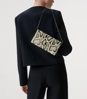 CHRISTIAN LOUBOUTIN Bettina Snakeskin Clutch Bag - Grey
