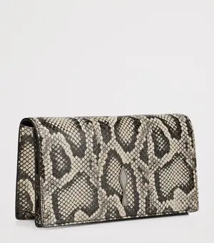 CHRISTIAN LOUBOUTIN Bettina Snakeskin Clutch Bag - Grey