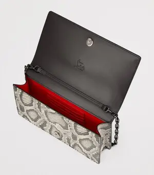CHRISTIAN LOUBOUTIN Bettina Snakeskin Clutch Bag - Grey